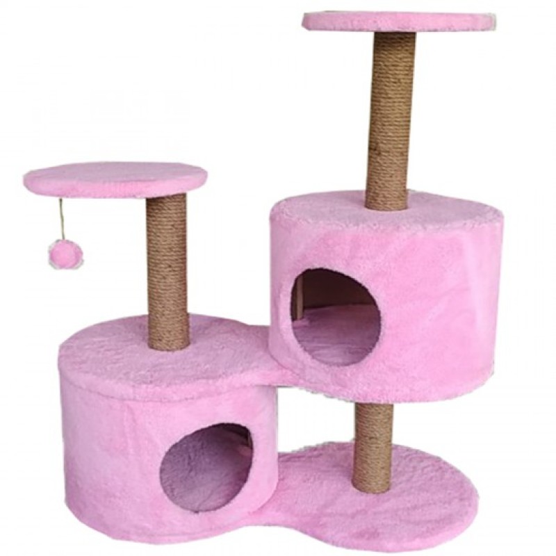 Tırmalama Alanlı Kedi Evi Pembe